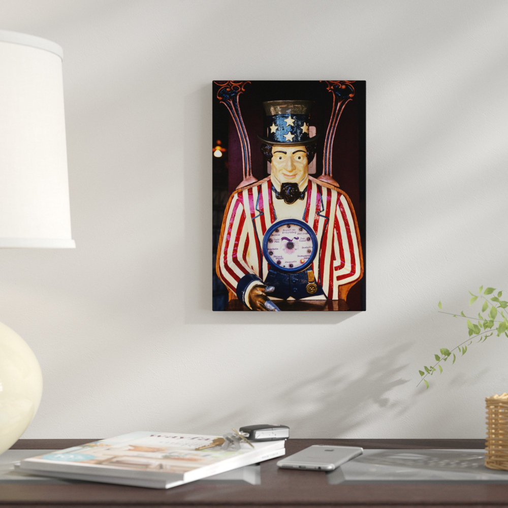 East Urban Home '1890s-1900s-1910s Folk Art Uncle Sam Amusement Arcade Personality Game Machine ...